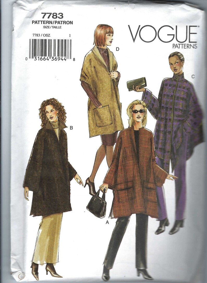 Uncut Vogue Sewing Pattern 7783 Cape & Shawl Pattern Size 8 - 22 FF - Etsy