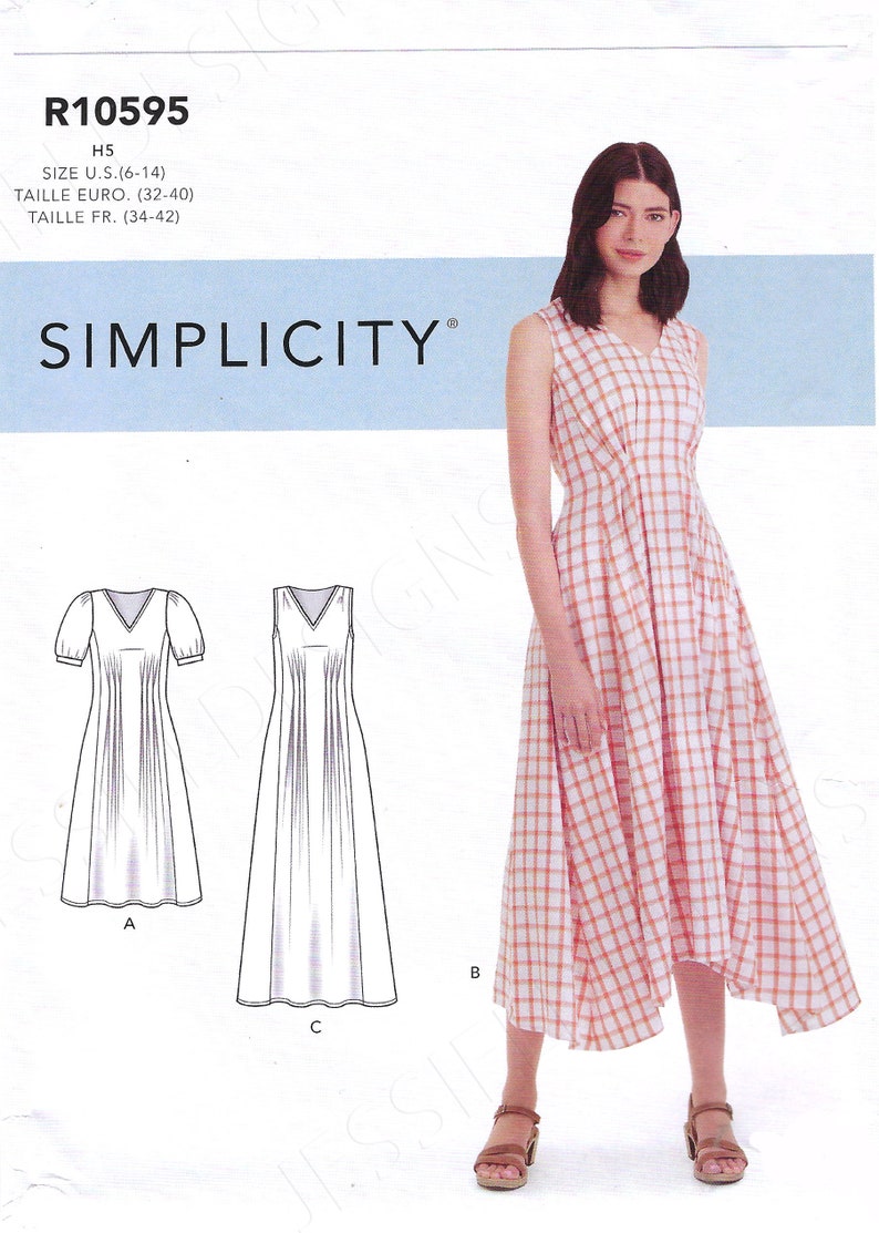 Uncut Simplicity Sewing Pattern 10595 9134 Misses' Released Pleat Dress ...