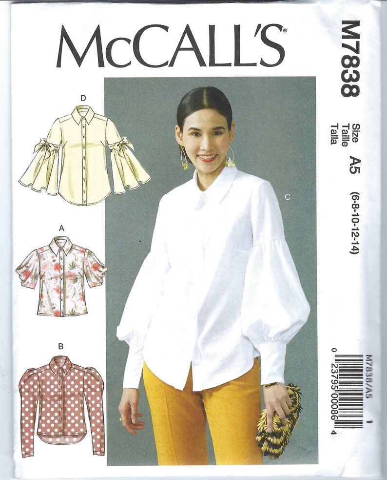 Uncut Mccalls Sewing Pattern 7838 Misses' Tops Size - Etsy