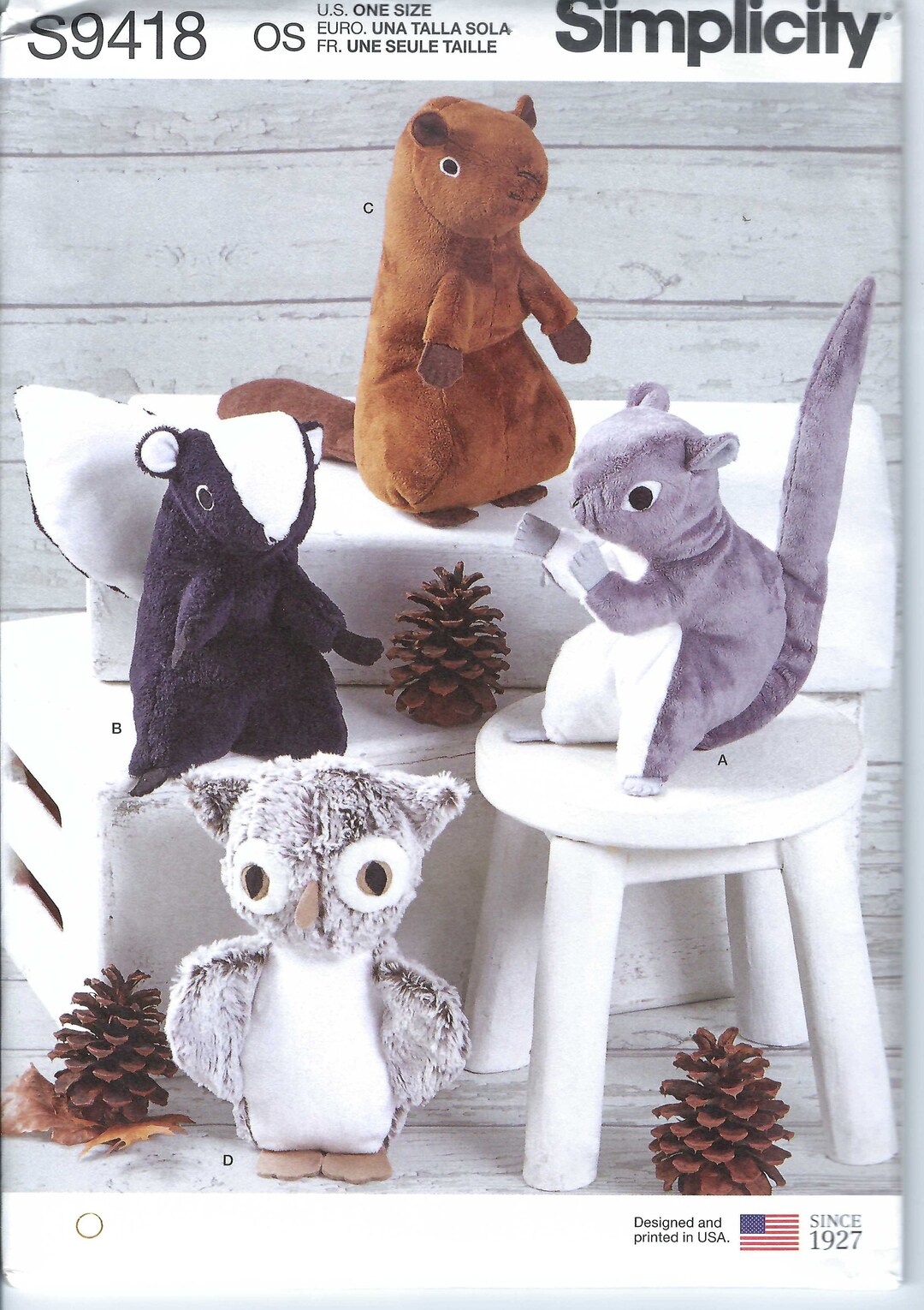 Uncut Simplicity Sewing Pattern 9418 10392ADORABLE Stuffed Animals ...