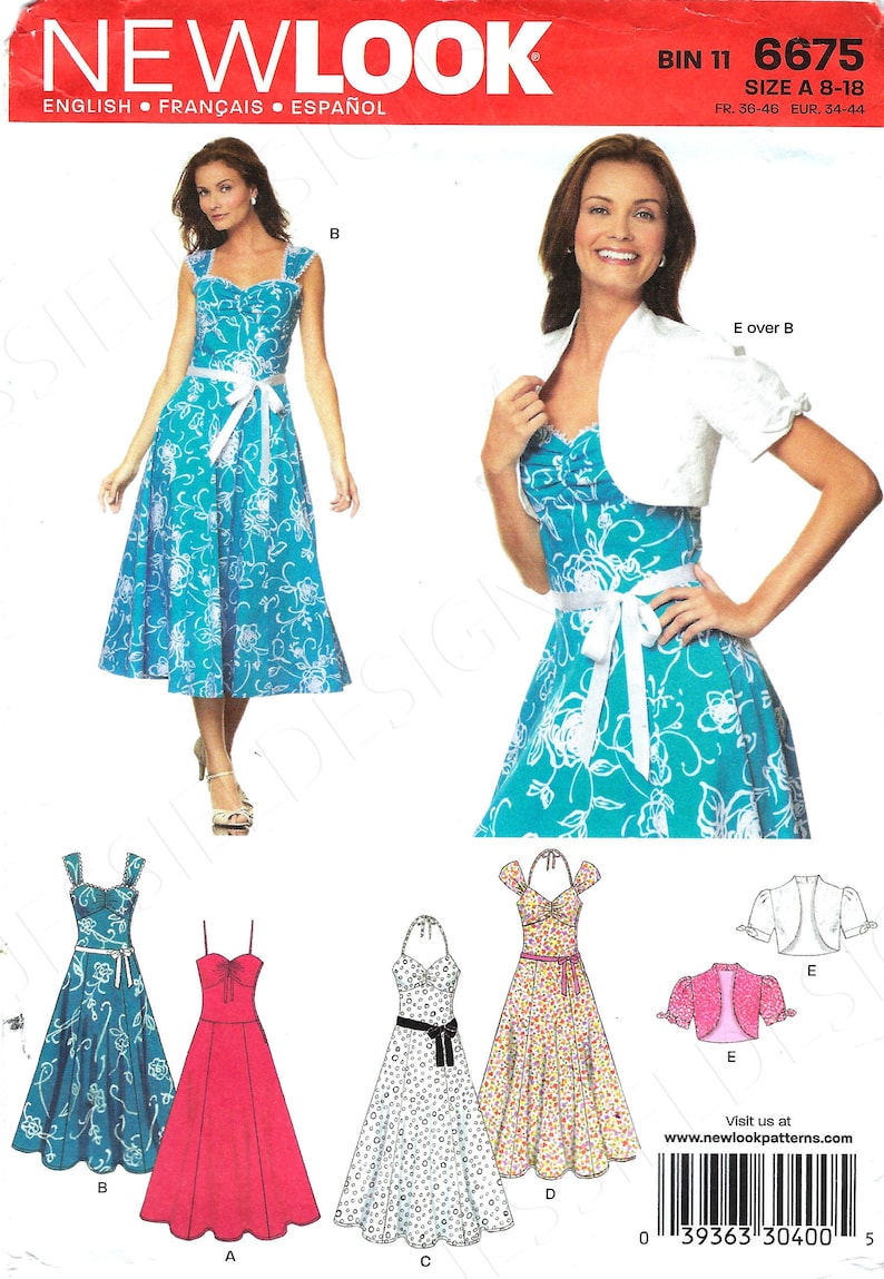 Uncut New Look Sewing Pattern 6675 Misses Sundress With Lined | Etsy