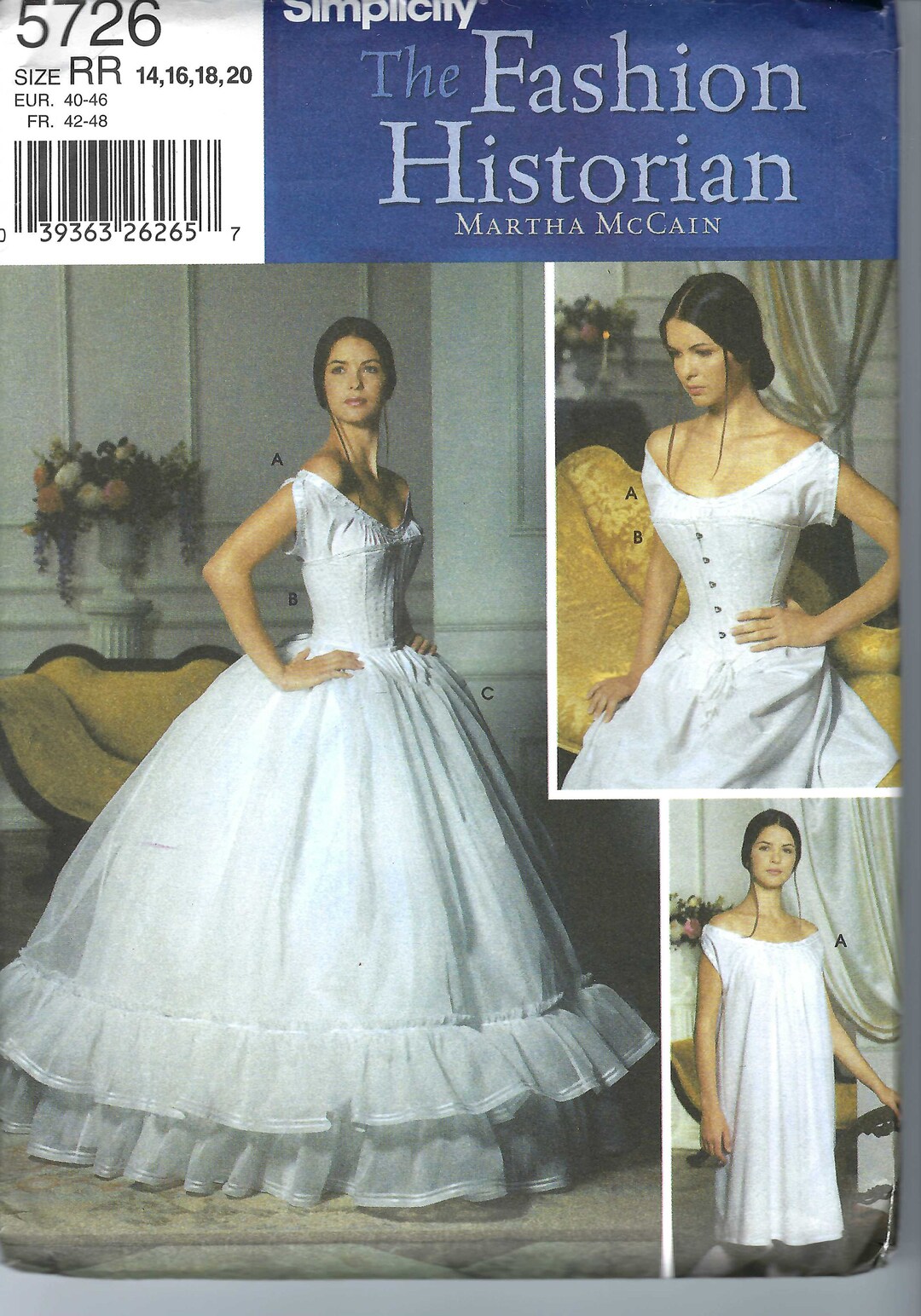 Uncut Simplicity Sewing Pattern 5726 Historic Mid 1800s Civil War Era ...