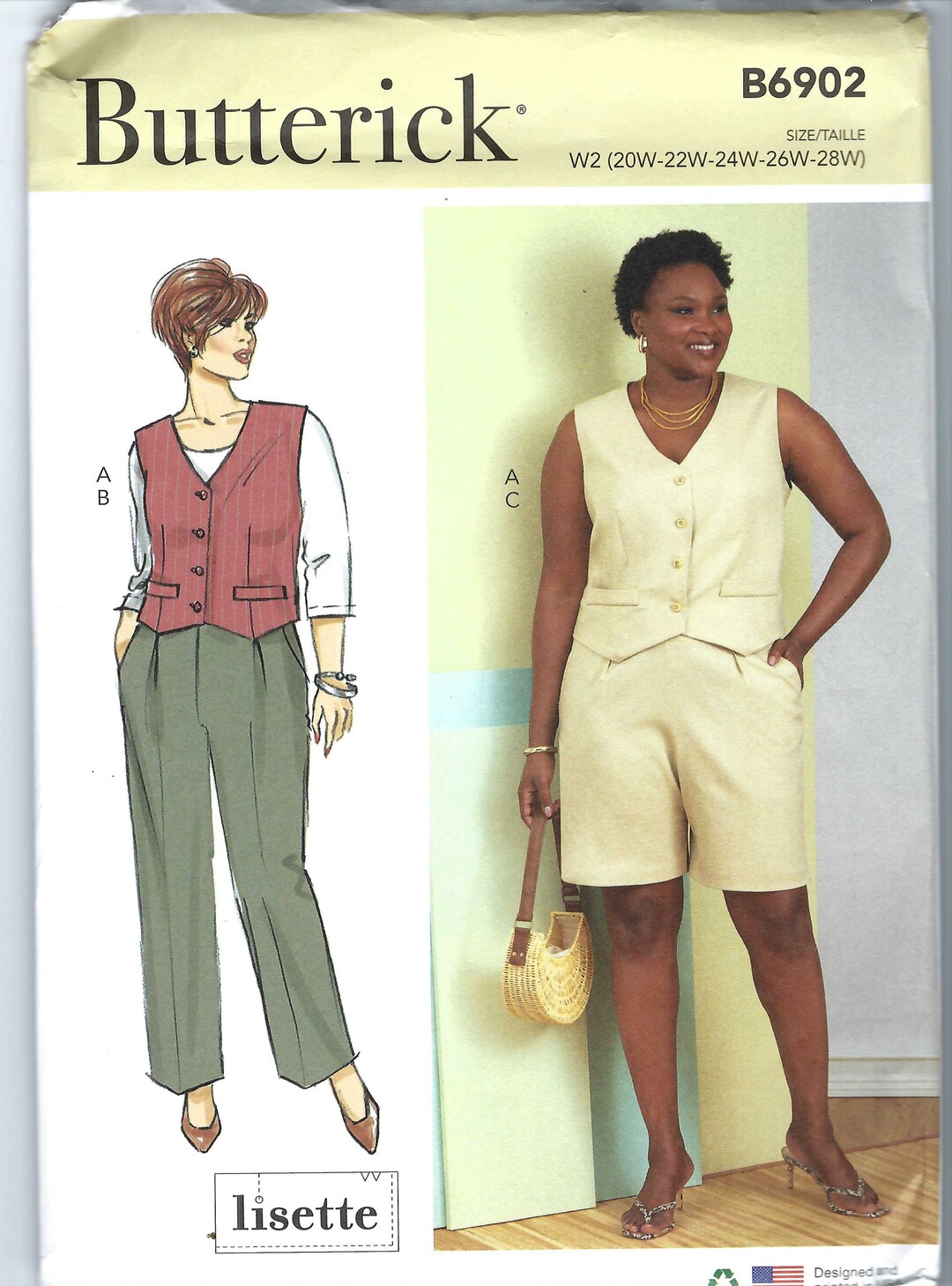 Uncut Butterick Sewing Pattern Vest Shorts Pants Suit by Lisette 11508 ...