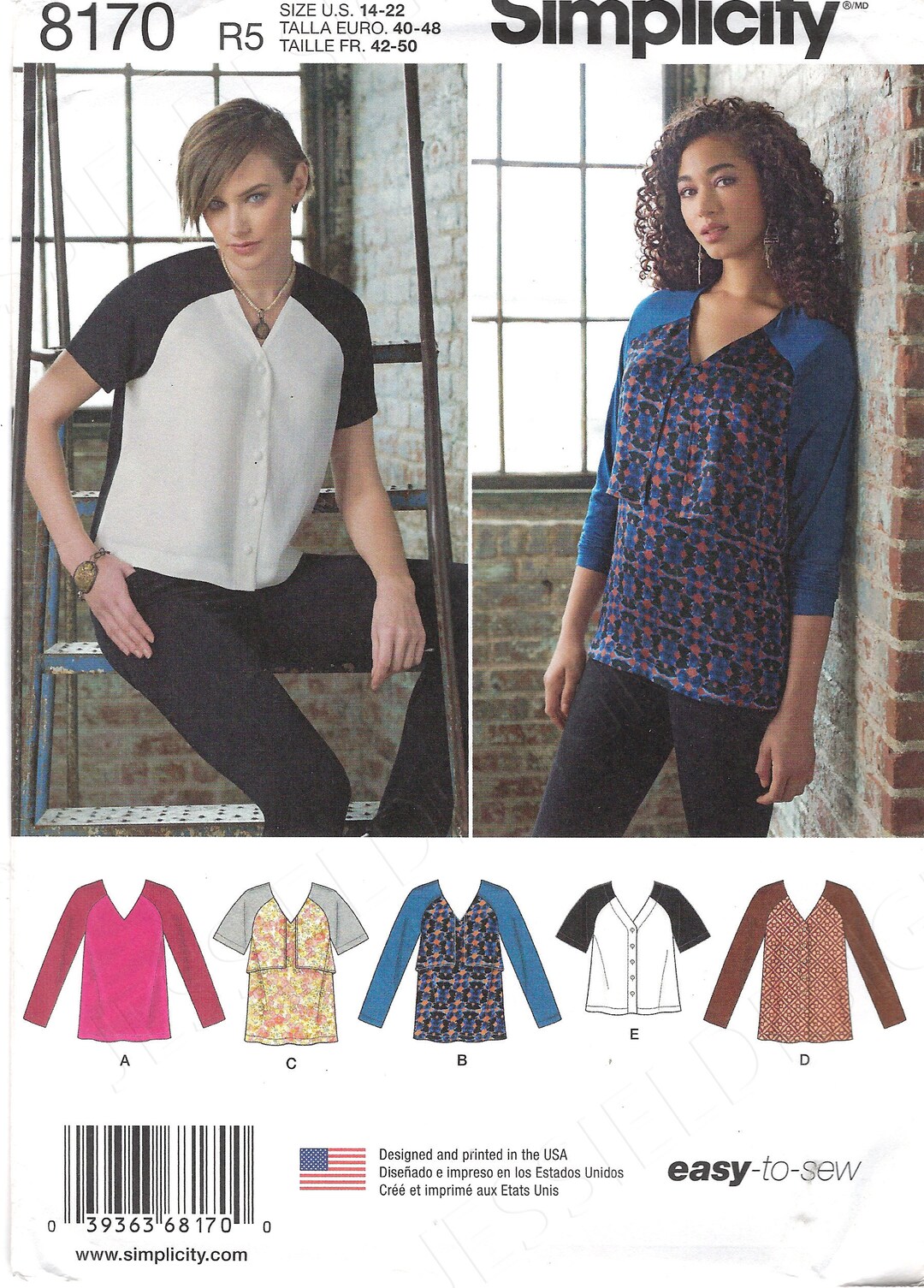 Uncut Simplicity Sewing Pattern 8170 Casual Misses' Tunics & Top Size 6 ...