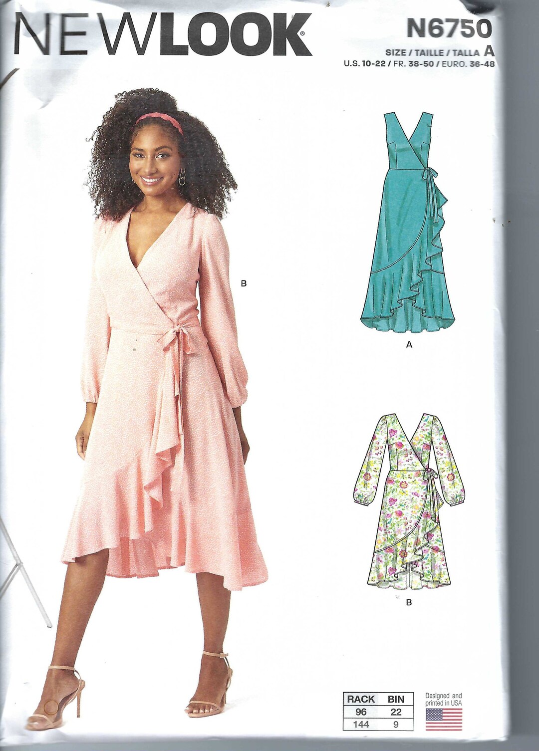 Uncut New Look Sewing Pattern 6750 Wrap Dress, Ruffle Skirt, Midi Maxi ...