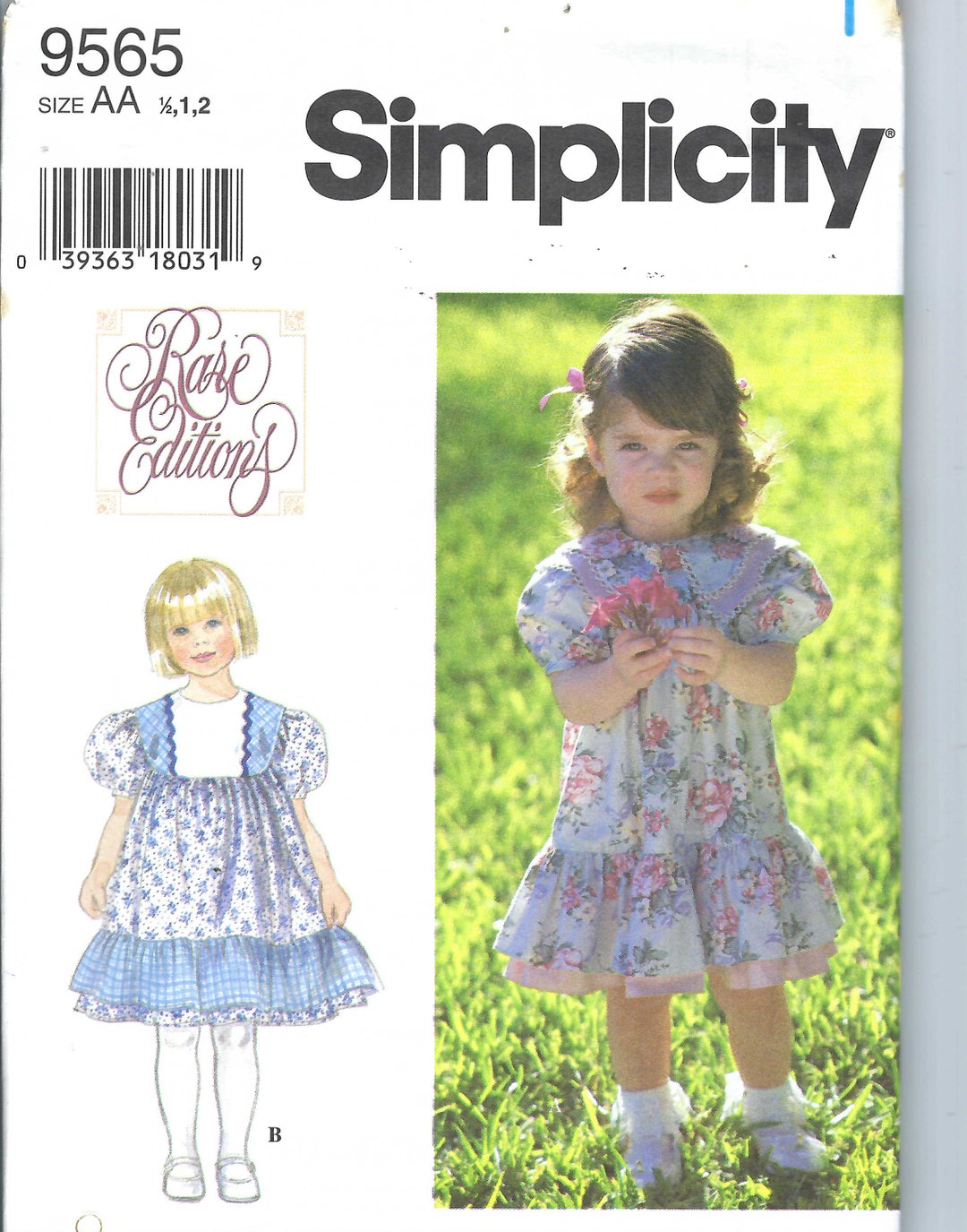 Uncut Vintage Simplicity Sewing Pattern 9565 Toddlers Dress, Size 1/2-2 ...