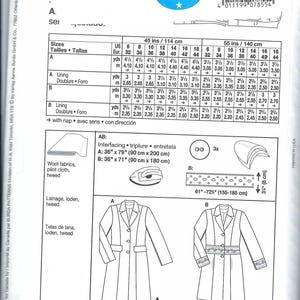 Uncut Burda Sew Sewing Pattern 7855 Misses Coat Jacket Lapel Section ...