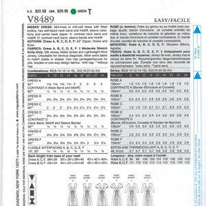 Uncut Vogue Sewing Pattern 8489 Misses Multi-size 8-16 18-24 V-neck ...
