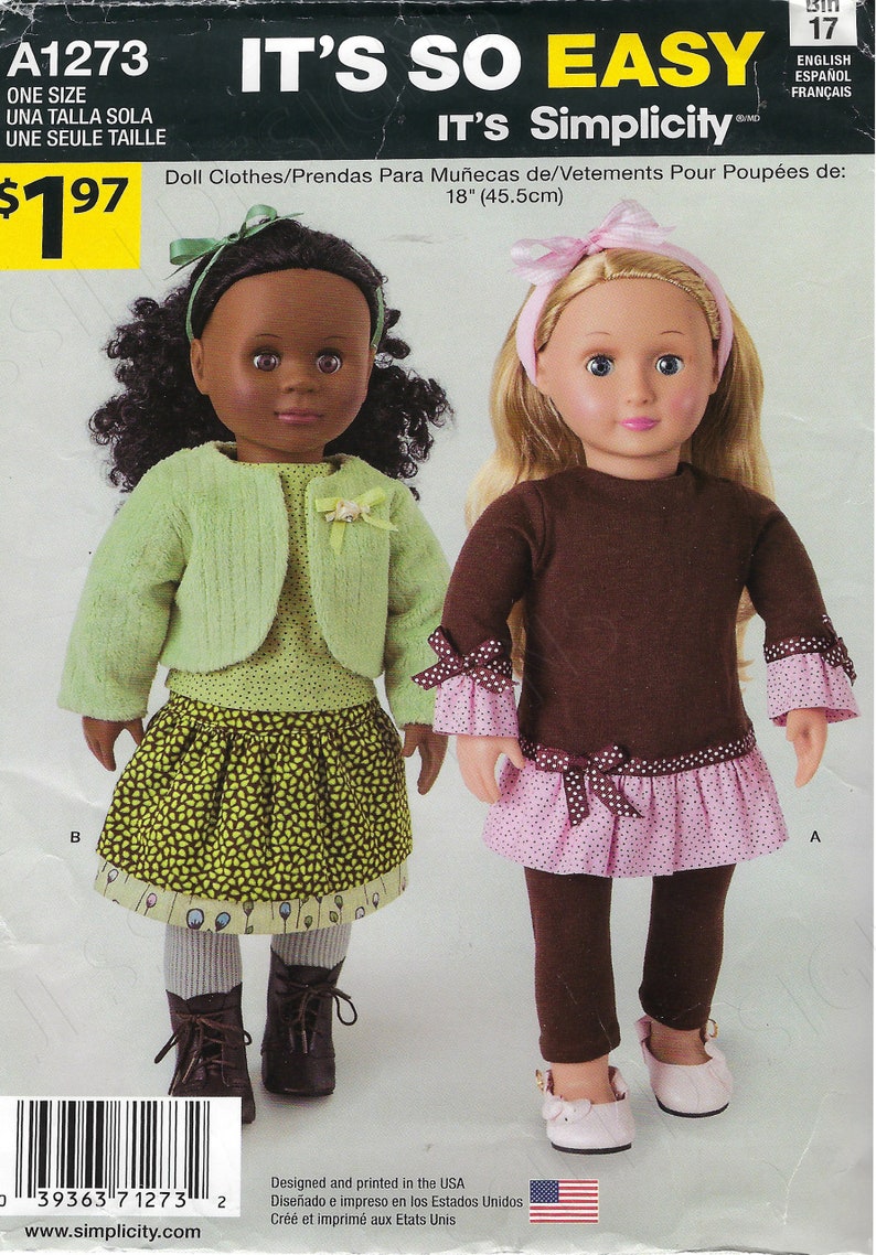 Uncut Simplicity Sewing Pattern 1273 It's so Easy Doll Clothes Pattern ...