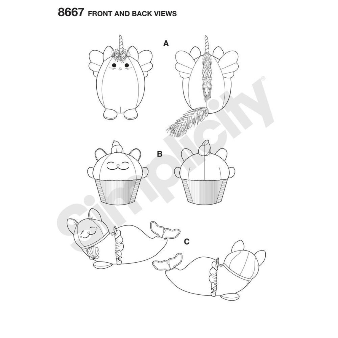 Uncut Simplicity Sewing Pattern 8667 Stuffed Kitties One Size - Etsy