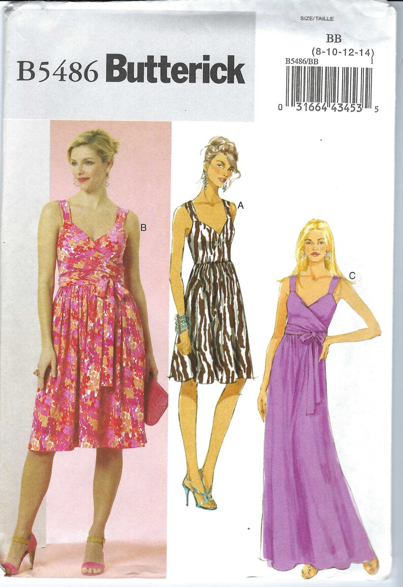 Uncut Butterick Sewing Pattern 5486 Summer Wrap Tie Dress - Etsy