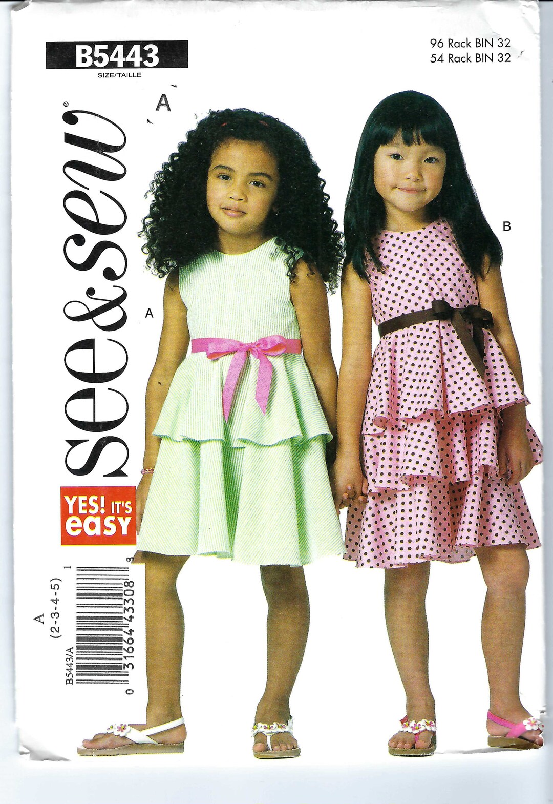 UNCUT Butterick Sewing Pattern 5443 Easy Girls Ruffled Dress Pattern ...
