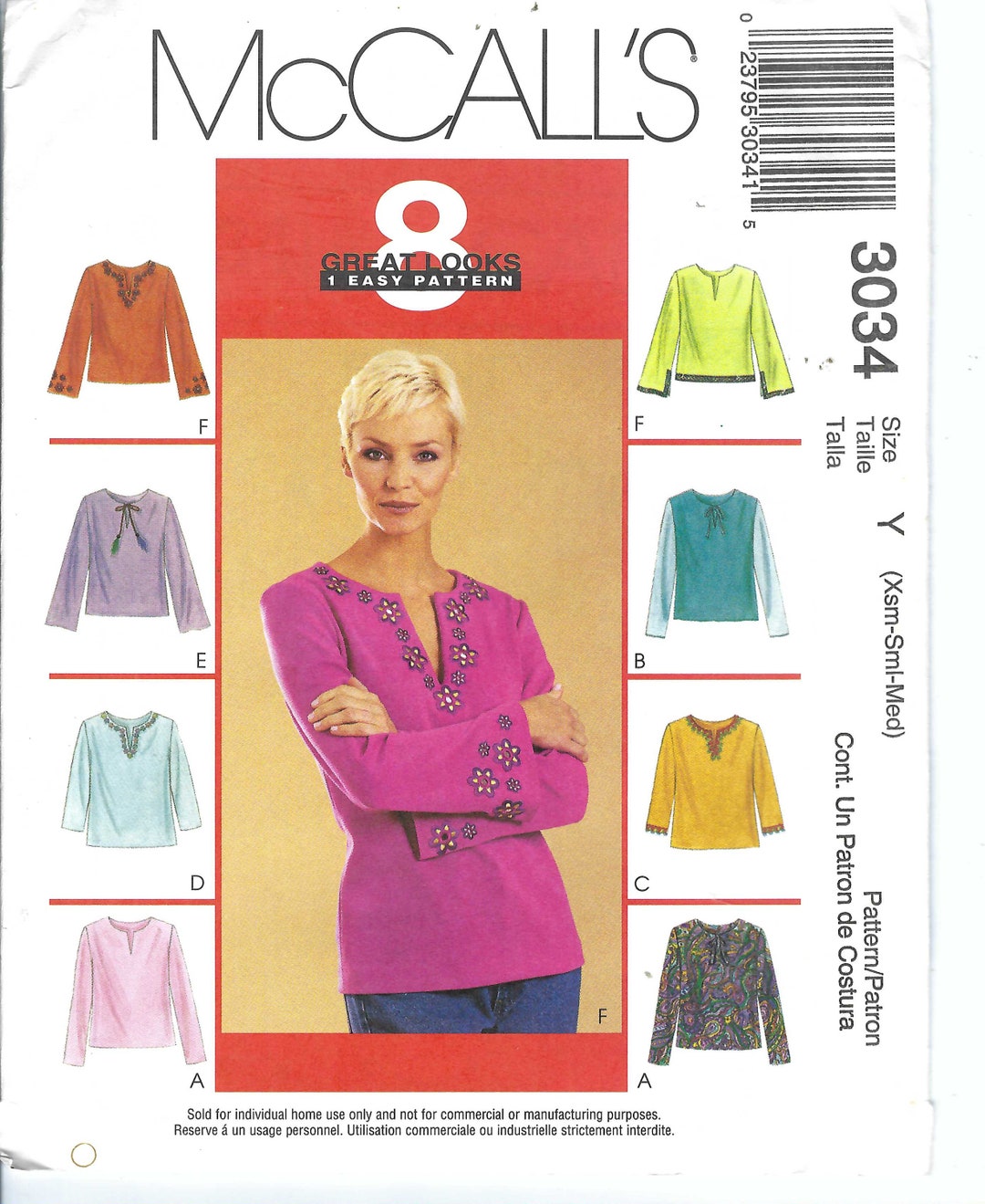 Uncut Mccalls Sew Sewing Pattern Easy to Sew Top With Neckline and ...