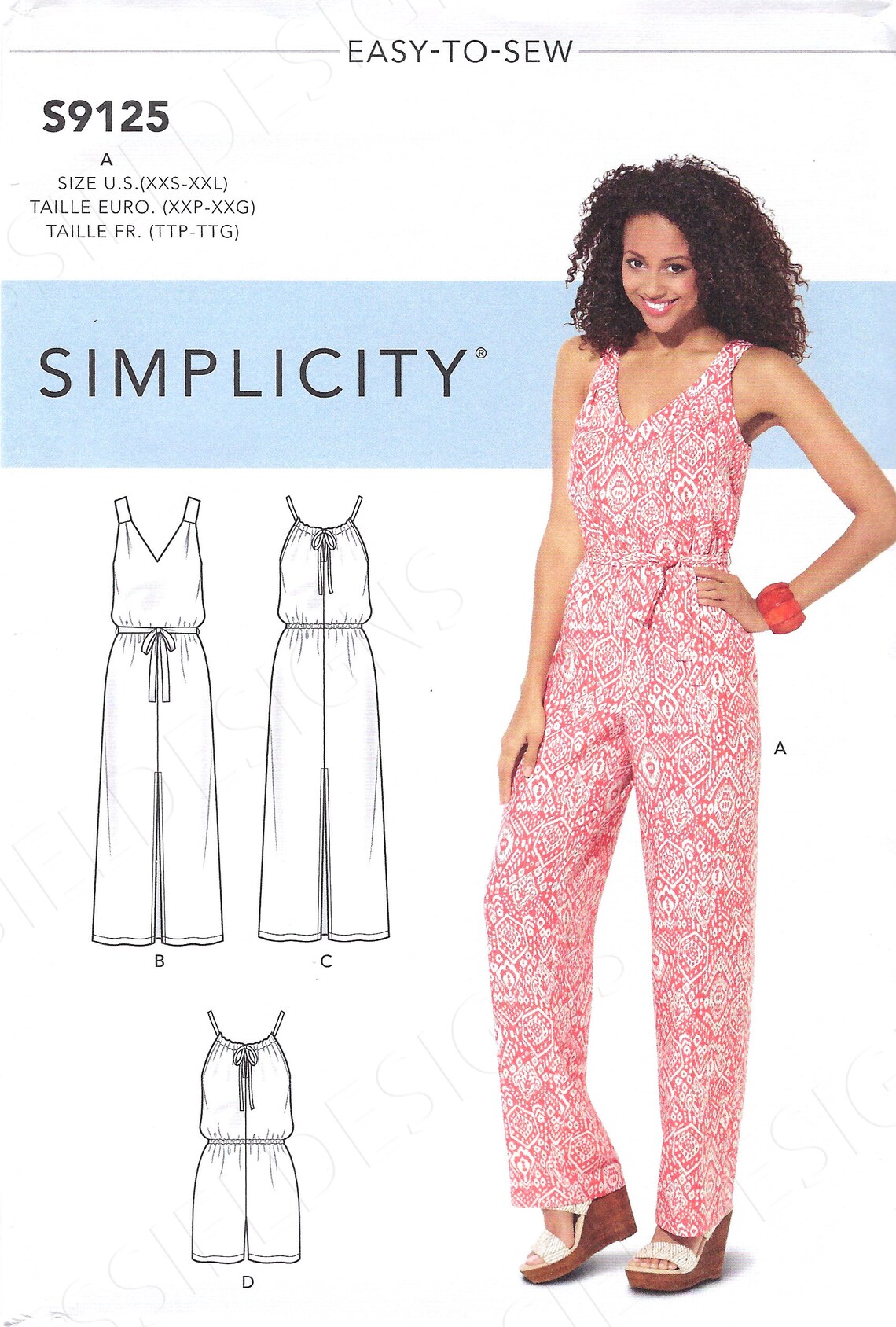 Uncut Simplicity Sewing Pattern 9125 1355 Womens Jumpsuit, Romper Maxi ...