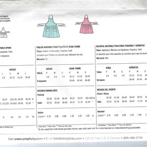 Uncut Simplicity Sewing Pattern Child's and Misses' Apron Pattern ...