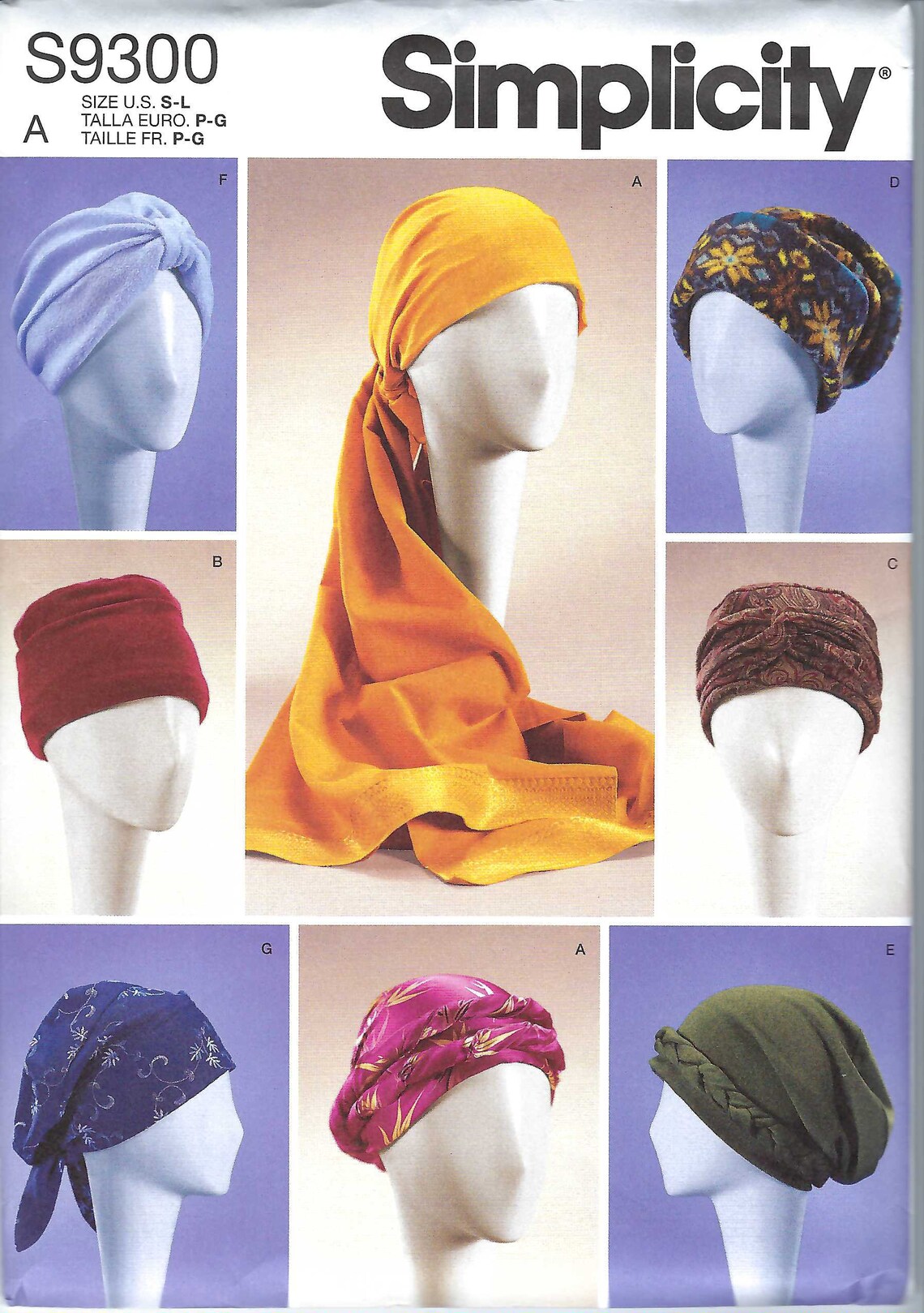 Uncut Simplicity Sewing Pattern 9300 Misses' Turbans, Headwraps & Hats ...