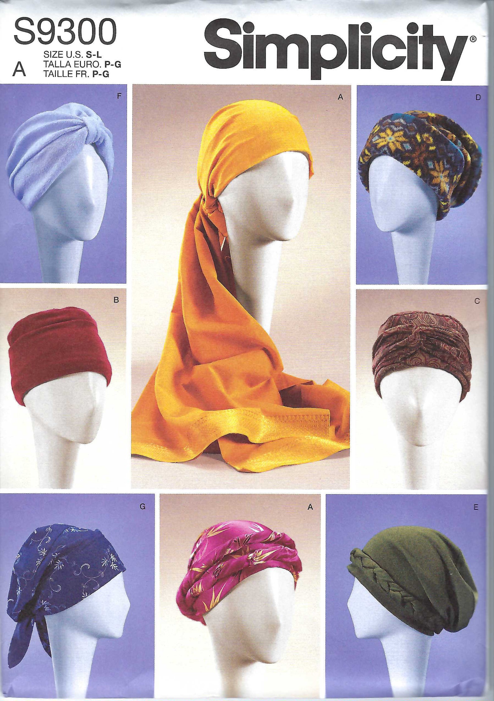 Uncut Simplicity Sewing Pattern 9300 Misses' Turbans, Headwraps & Hats ...