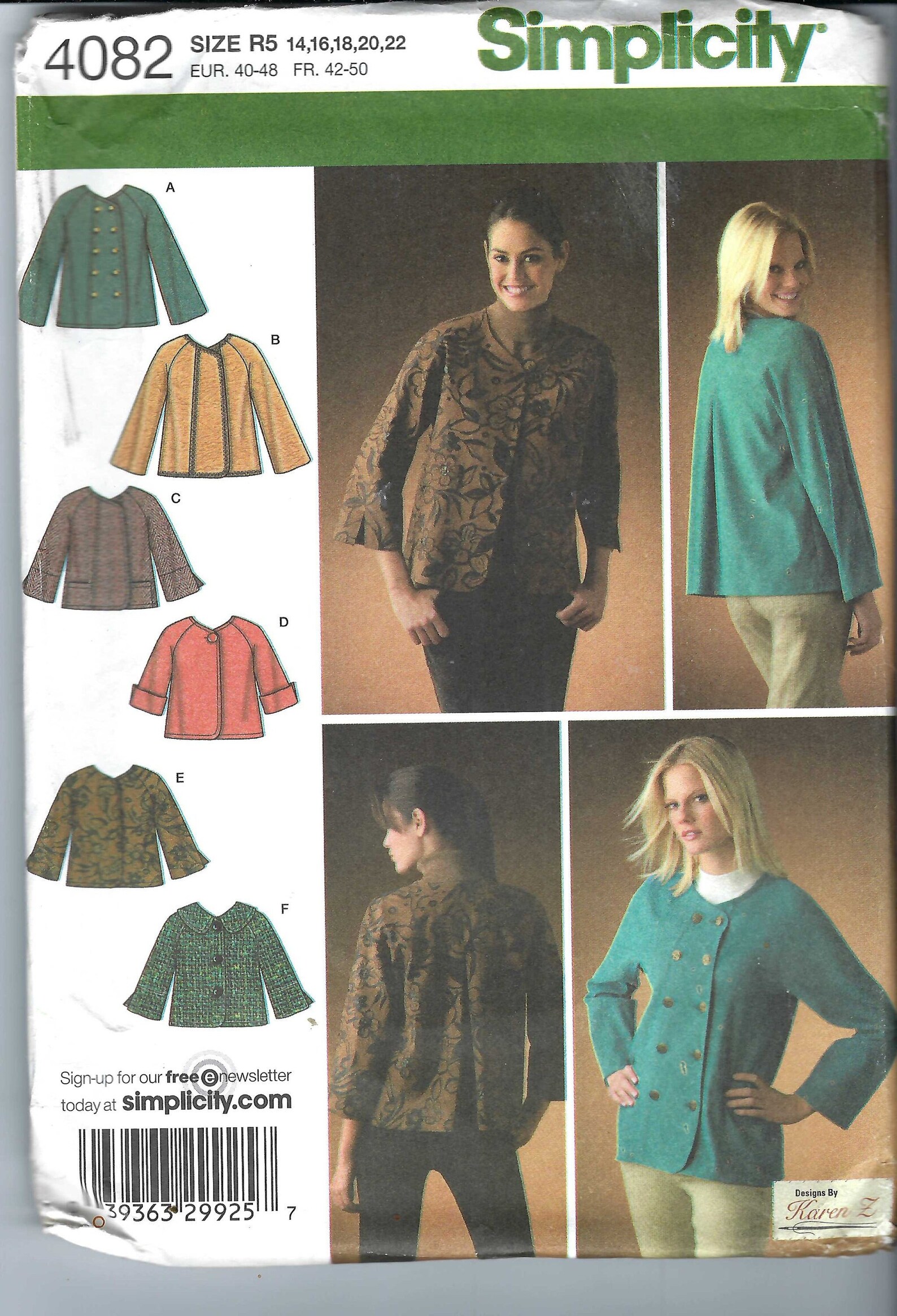 Uncut Simplicity Sewing Pattern Misses' Jackets Sewing Pattern ...
