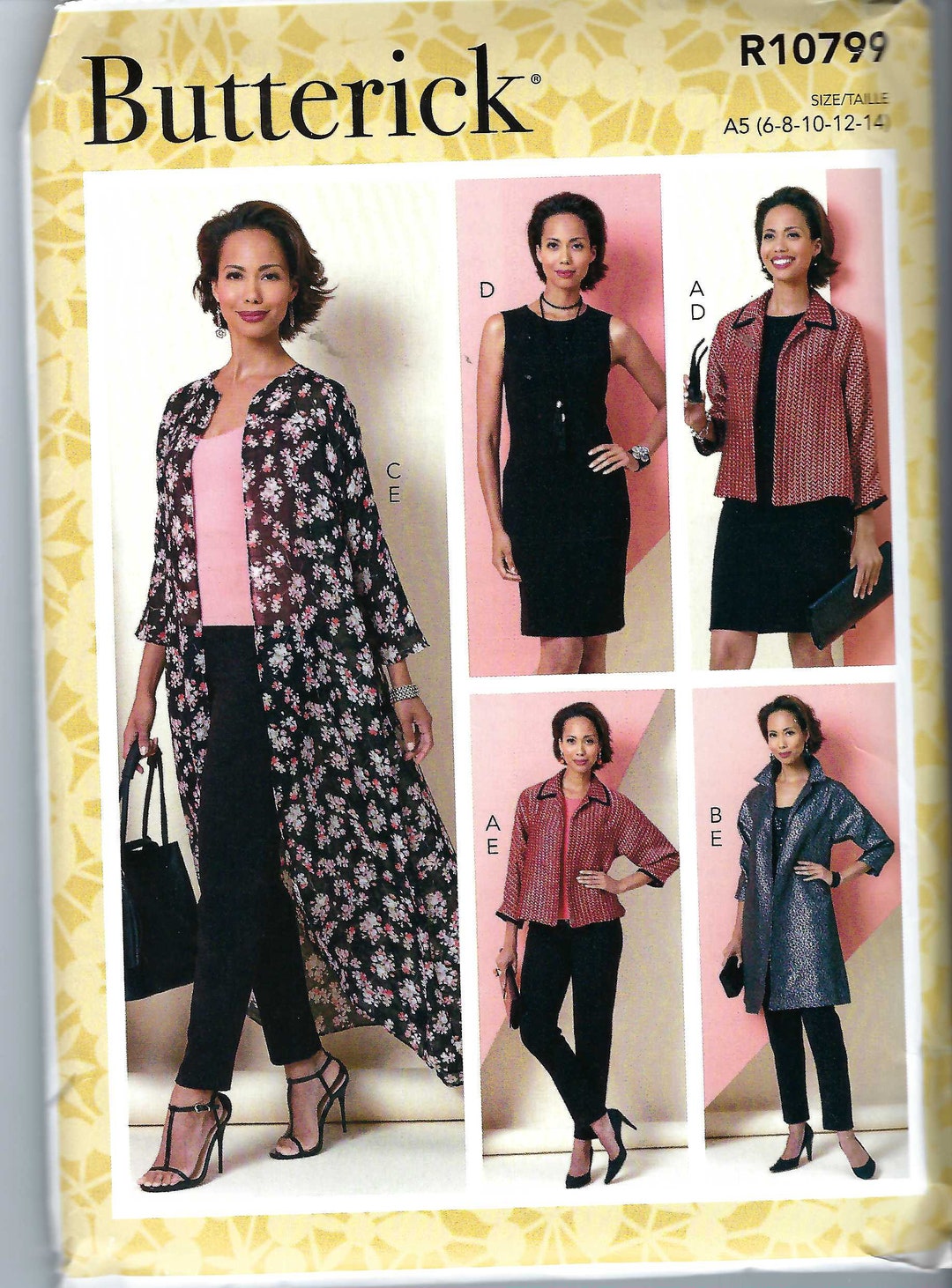 Butterick Sewing Pattern 10799 6802 Misses' Jacket, Dress & Pants Size ...