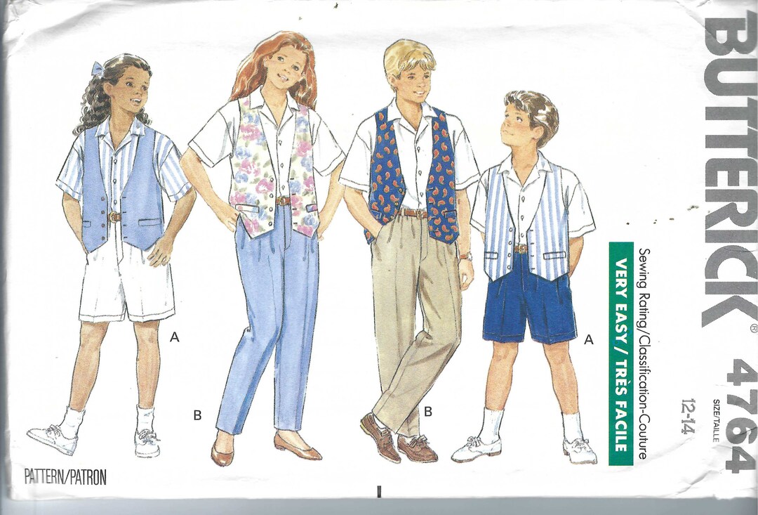 Uncut Vintage Butterick Sewing Pattern Vest Shirt Skirt Shorts Pants ...