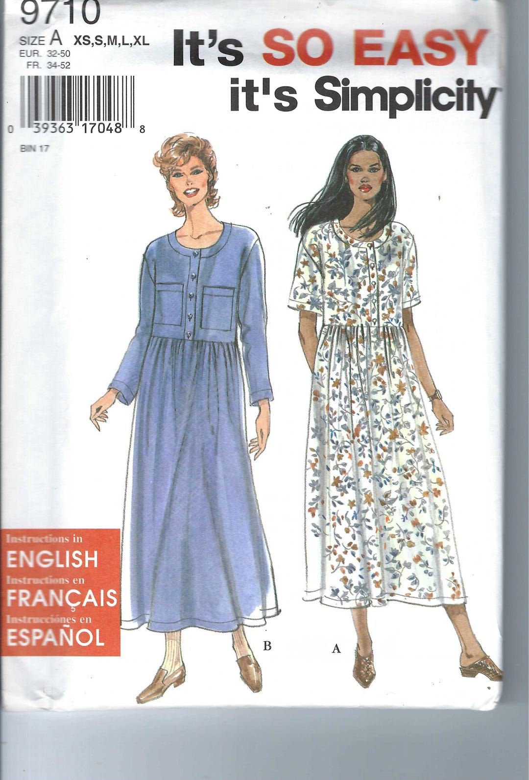 Uncut Vintage Simplicity Sewing Pattern 9710 Dress Sewing Pattern in ...
