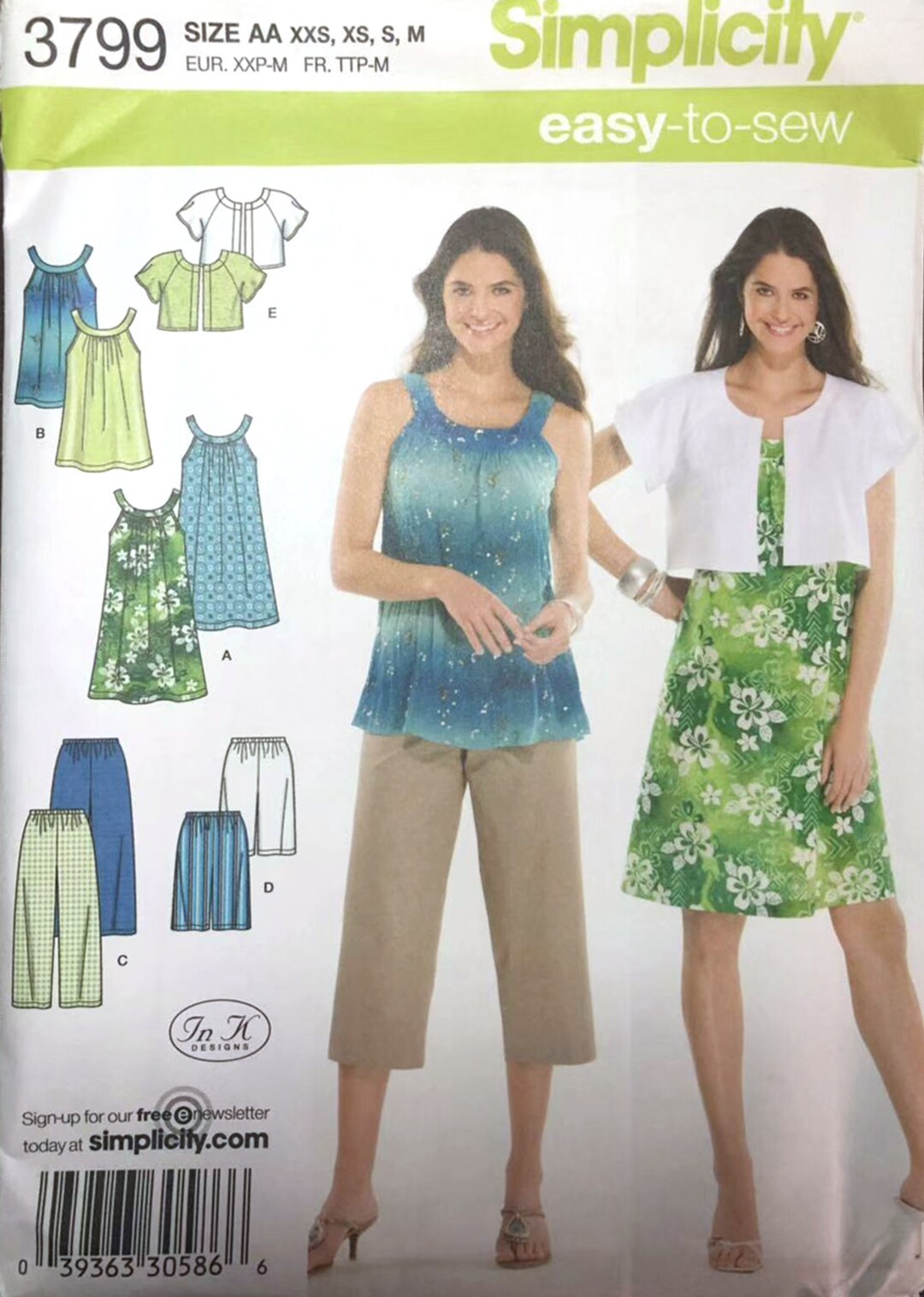 Uncut Simplicity Sewing Pattern 3799 Cropped Jacket, Dress, Pants ...
