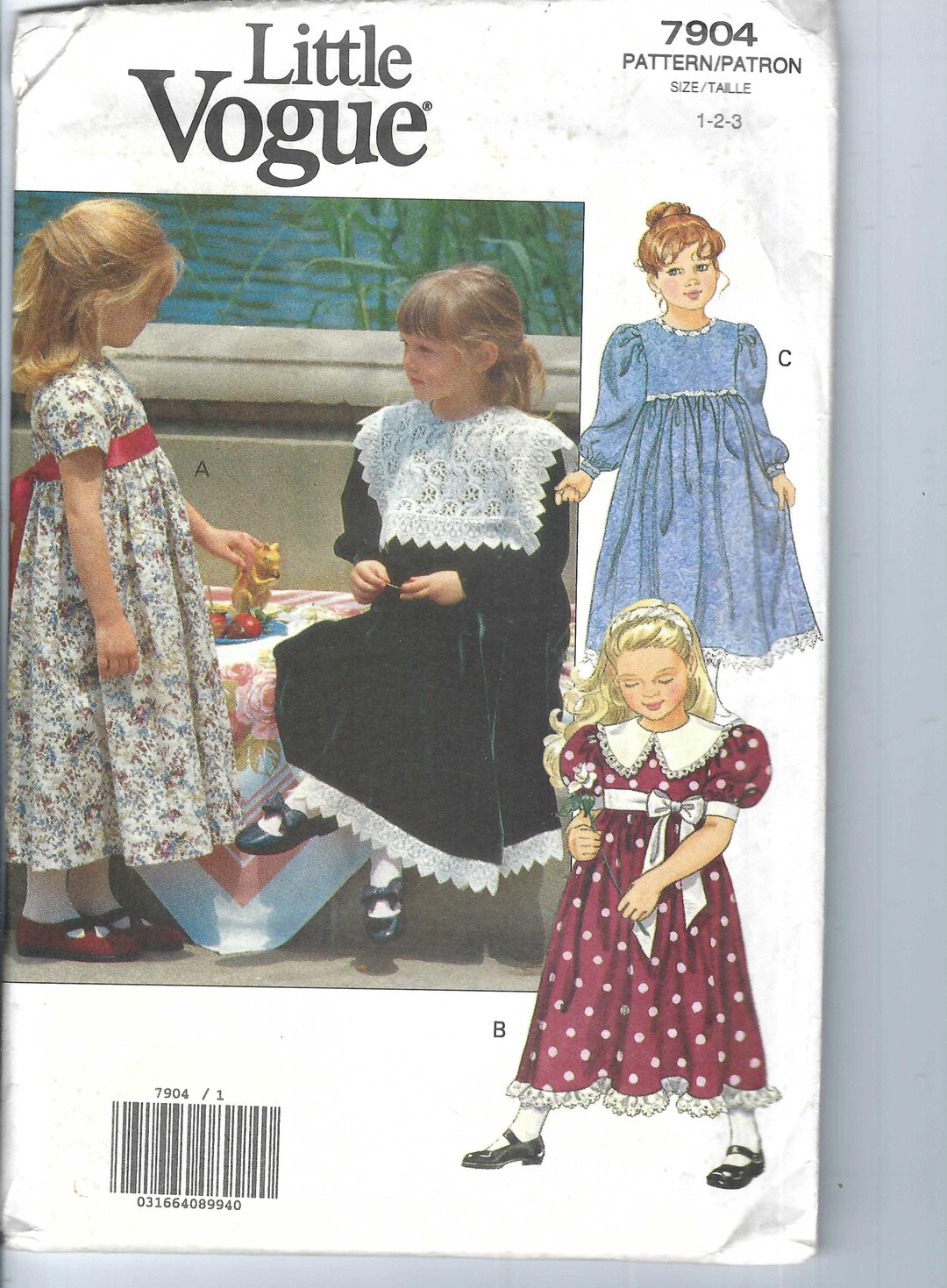 Uncut Vogue Sewing Pattern 7904 Toddlers' Children's Dress Size 1-2-3 ...