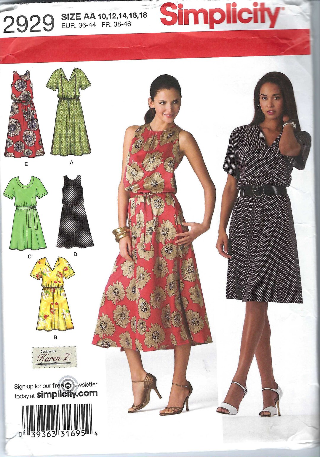 Uncut Simplicity Sewing Pattern 2929 Sewing Pattern Dress 10 12 14 16 ...