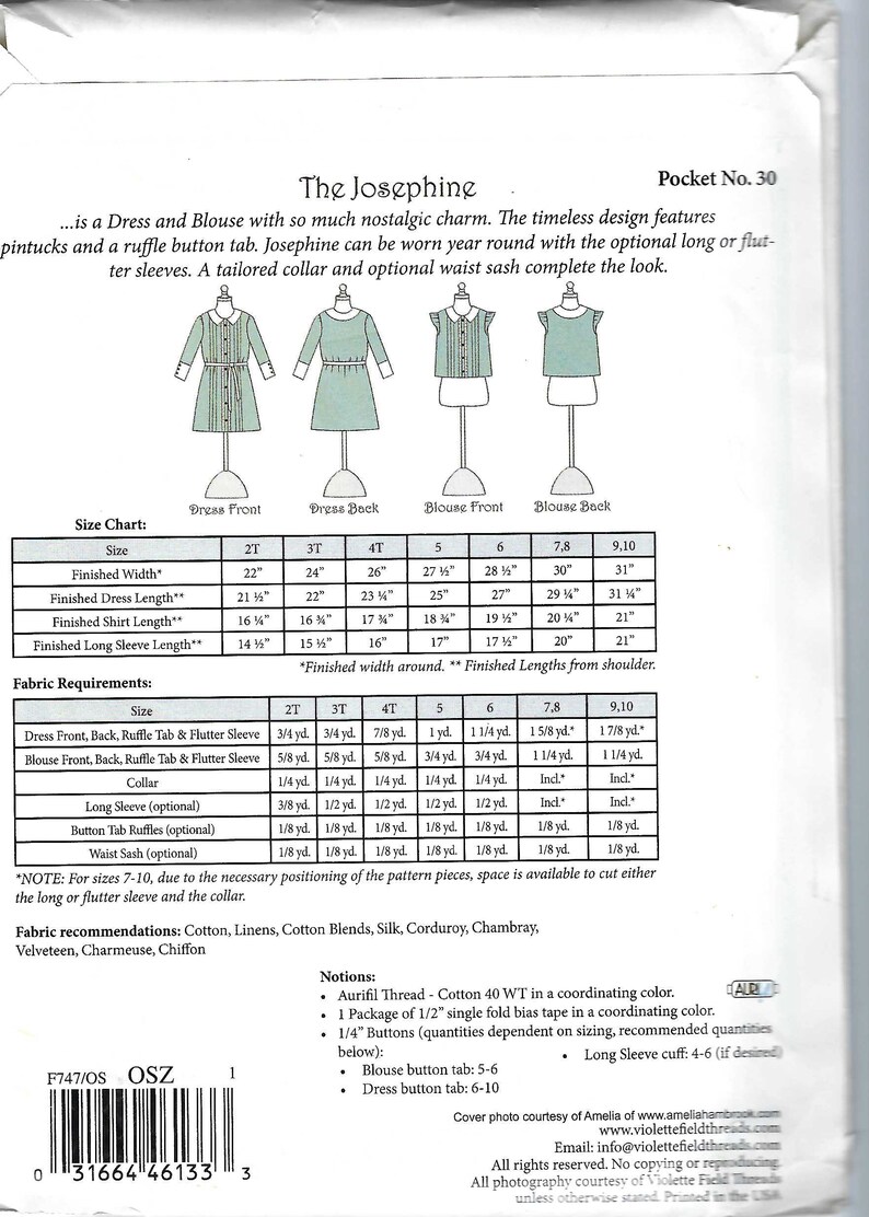 Uncut Violette Field Threads Sewing Pattern 747 Girls Dress | Etsy