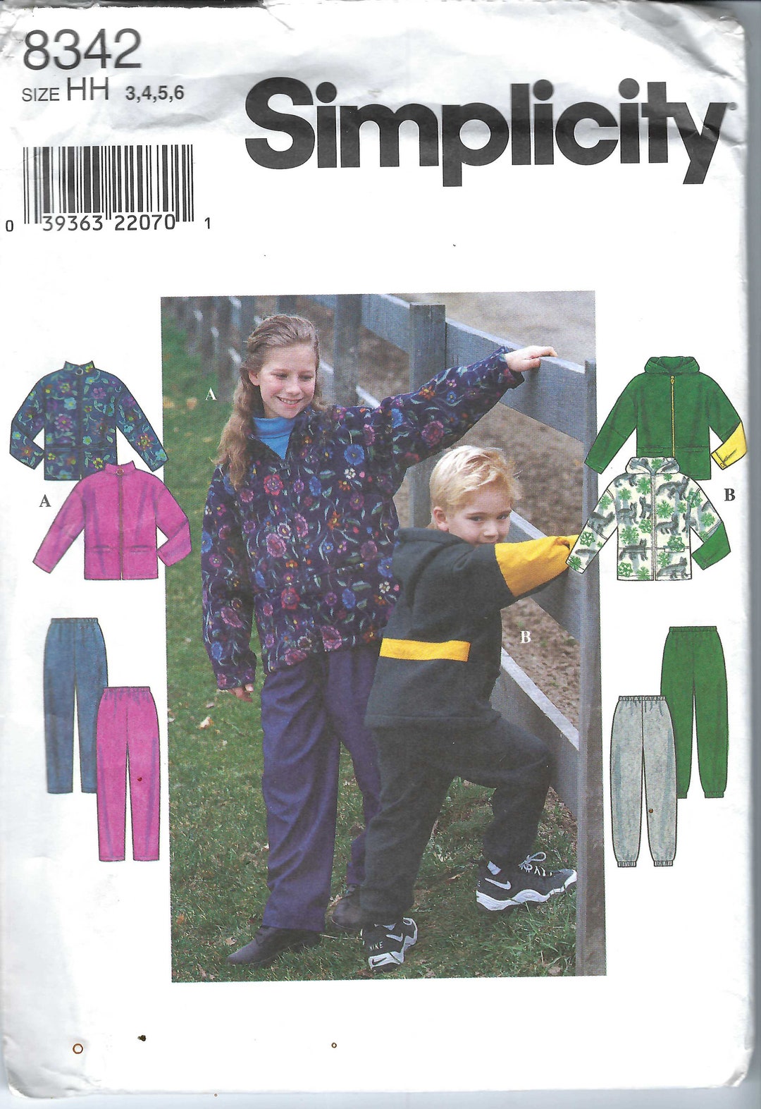 Uncut Vintage Simplicity Sewing Pattern 8342 Child's Jacket Hoodie Coat ...