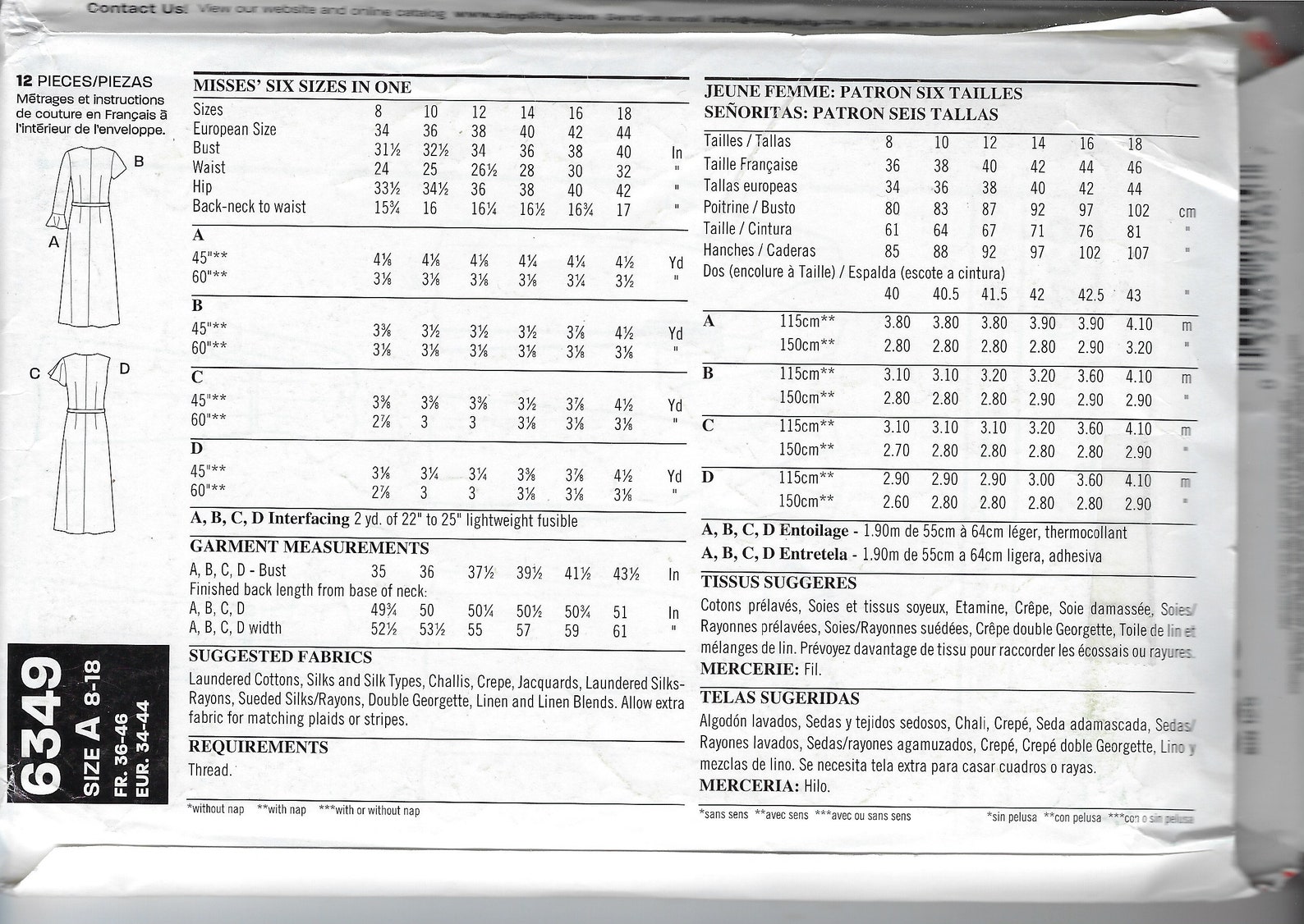 Rare Uncut New Look sewing pattern 6349 misses wrap dress | Etsy