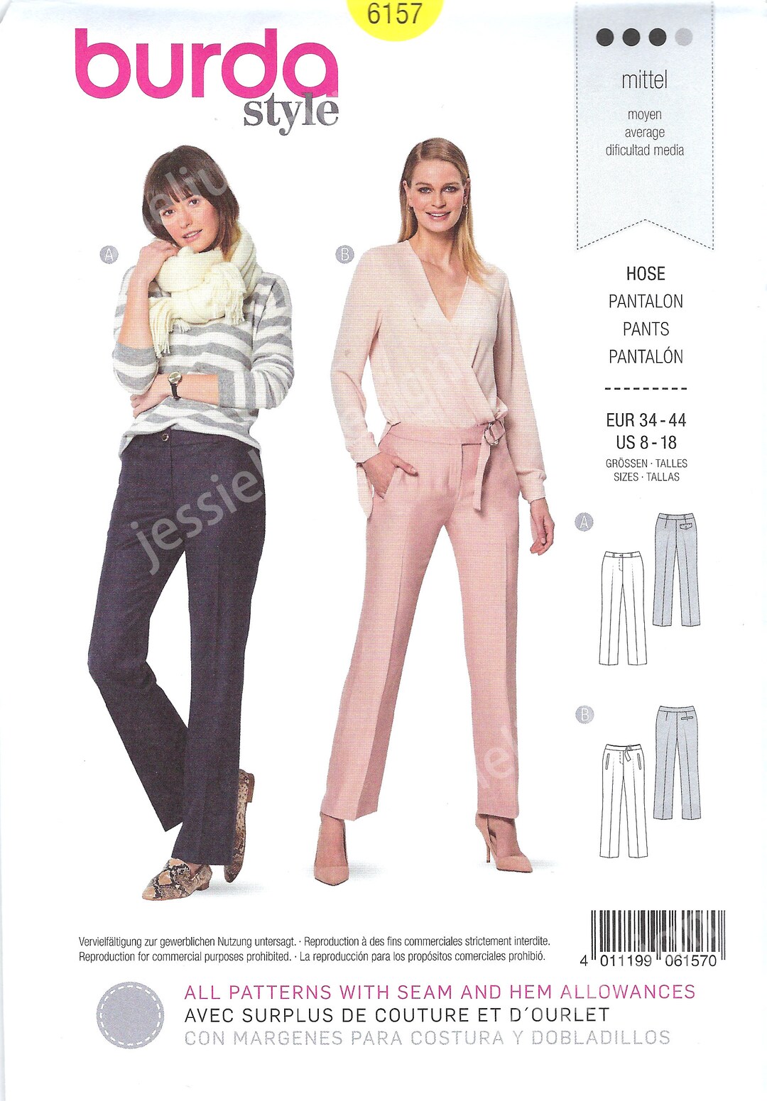 Uncut Burda Style Sewing Pattern 6157 Pants - With Bag & Belt - 2 ...