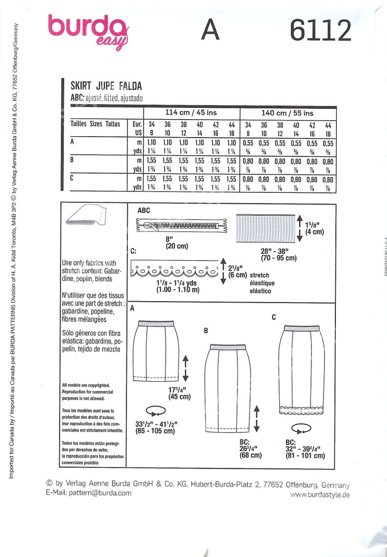 Uncut Burda Style Sewing Pattern 6112 Misses Skirts Various - Etsy