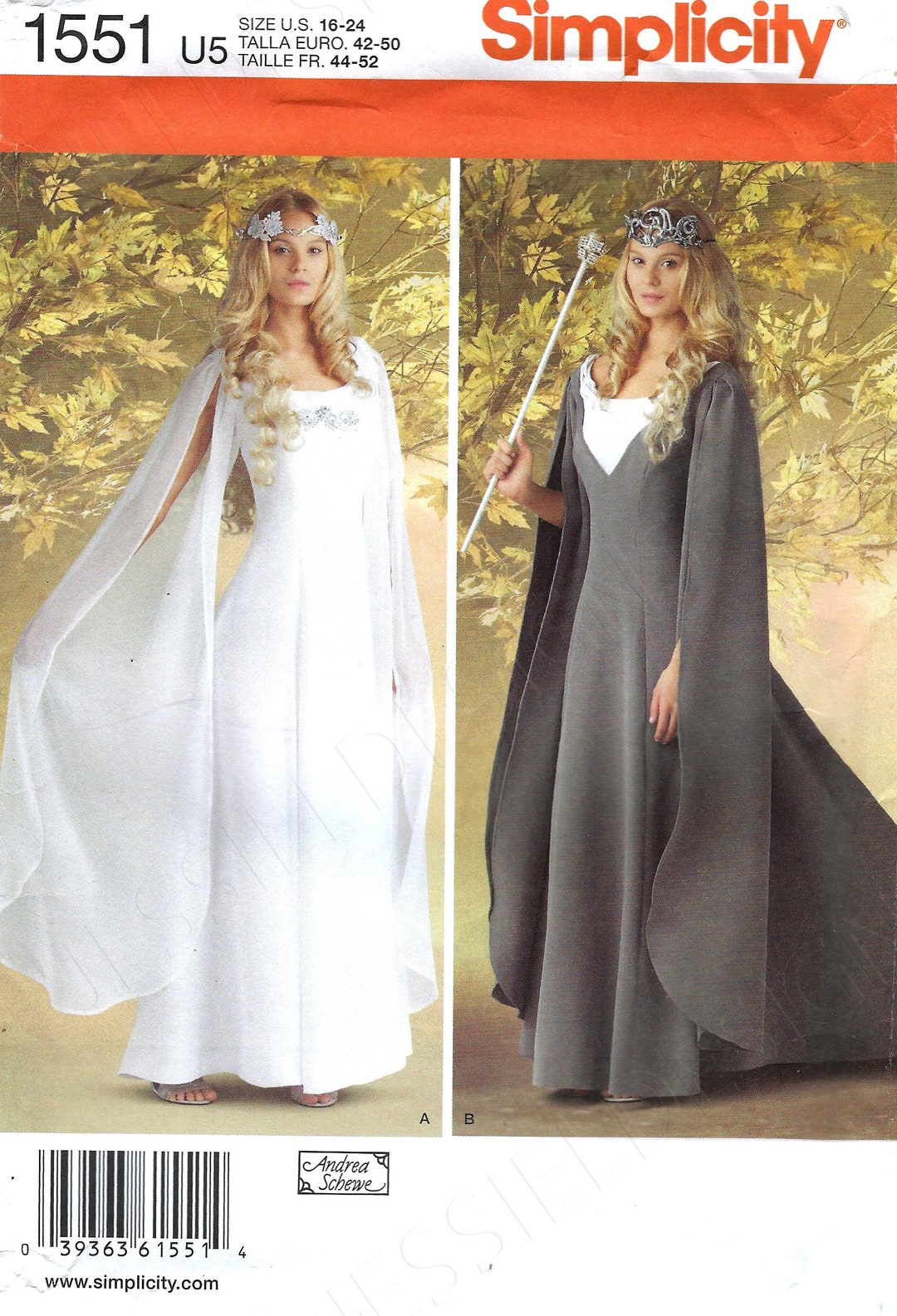 Uncut Simplicity Sewing Pattern 495 1551 Andrea Schewe Misses Queen ...