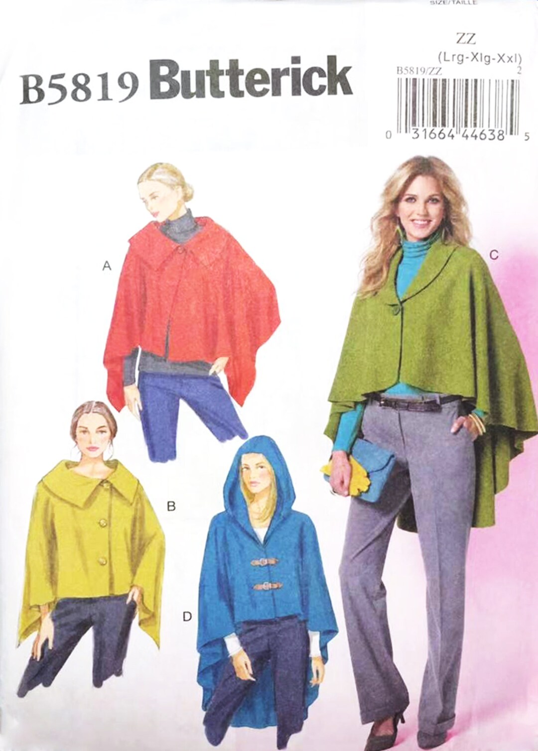 Butterick 5819 ~ Misses' Wrap and Cape - Uncut Sewing Pattern Size Xs-s ...