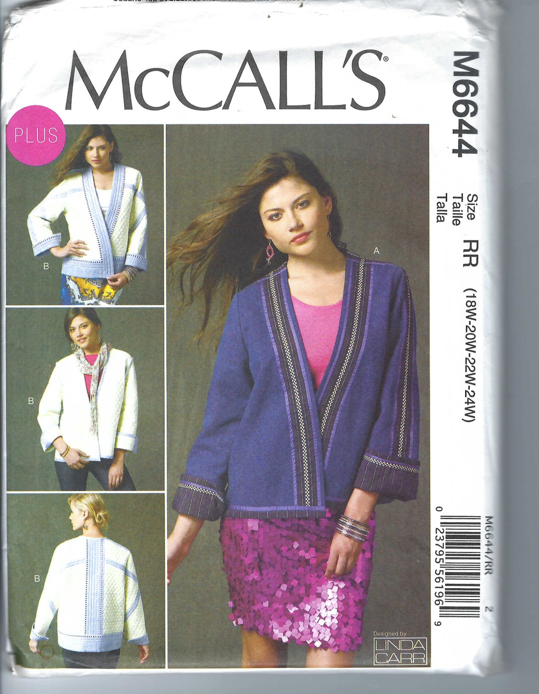Uncut Mccalls Sew Sewing Pattern 6644 Reversible Jacket Loose Fitting ...
