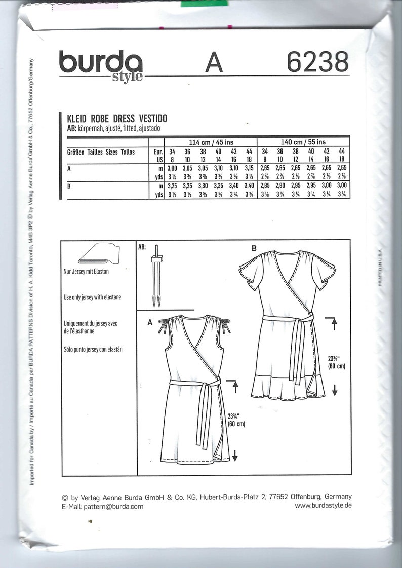 Uncut Burda Style Sewing Pattern 6238 Misses' Wrap Dresses - Etsy