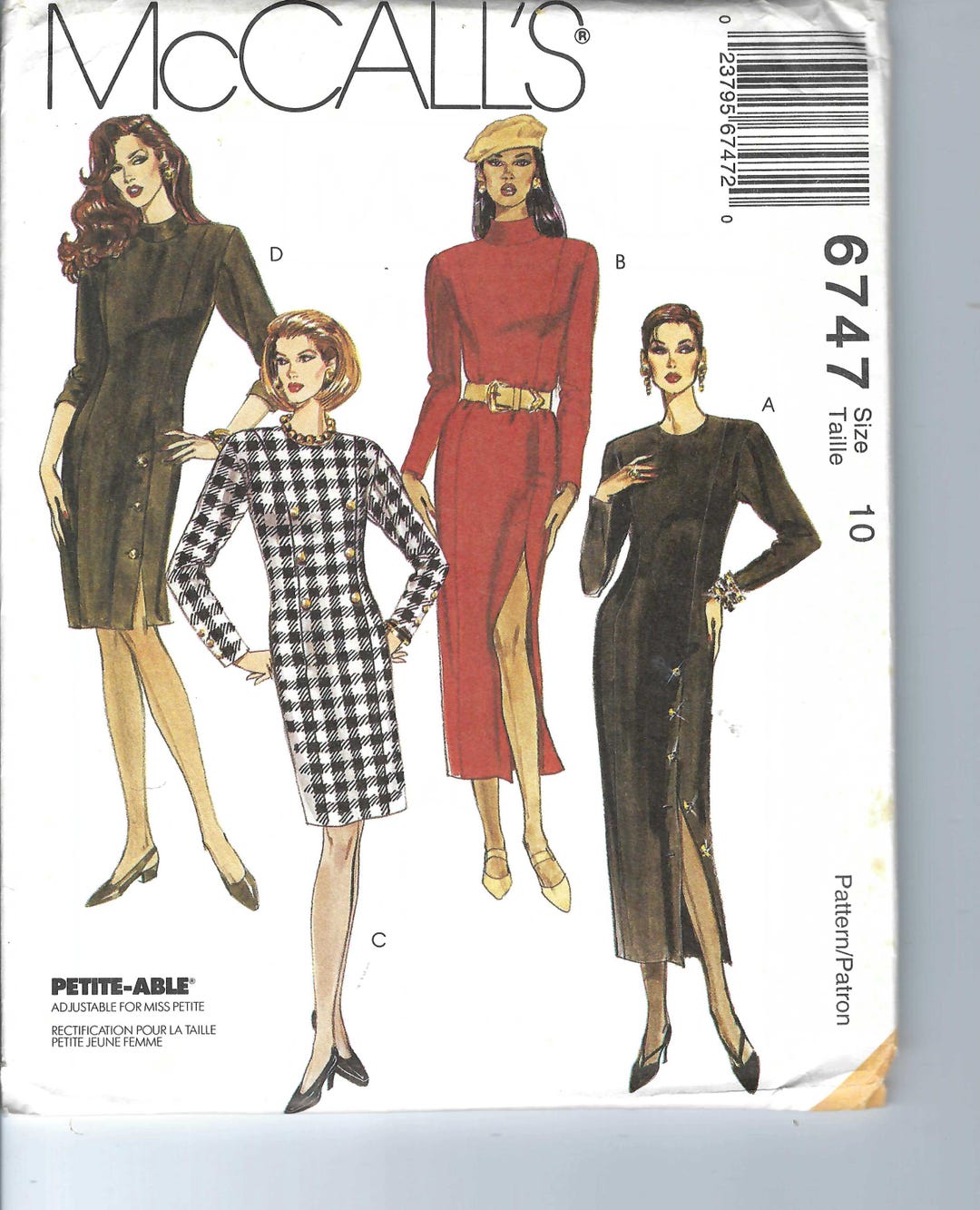 Uncut Vintage Mccalls Sewing Pattern 6747 Misses' Dress in Two Lengths ...