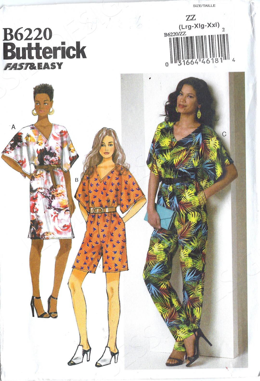 Uncut Butterick Sewing Pattern 6220 Jumpsuit and Dress Sewing Pattern ...