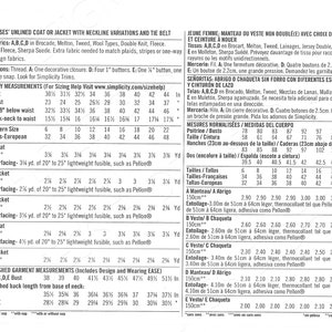 Uncut Simplicity Sewing Pattern 1067 Misses' Unlined Coat - Etsy