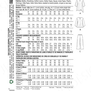Uncut Simplicity Sewing Pattern 10602 9149 TOPS & Pull-on PANTS Misses ...