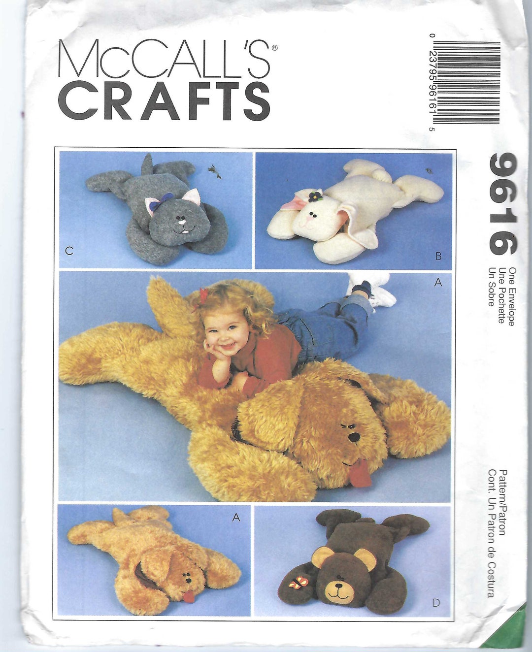 Rare Uncut Mccalls Sewing Pattern 9616 Fuzzy Friends Animal Pillow ...