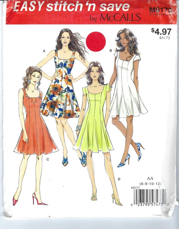 Uncut Mccalls Sewing Pattern Misses Flared Dress Mccalls 9172 - Etsy