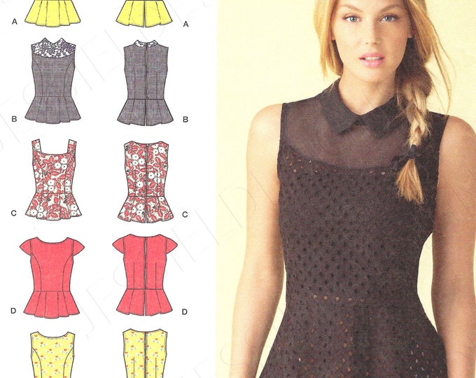 Uncut Simplicity Sewing Pattern 1425 Misses' Peplum Tops With Neckline ...