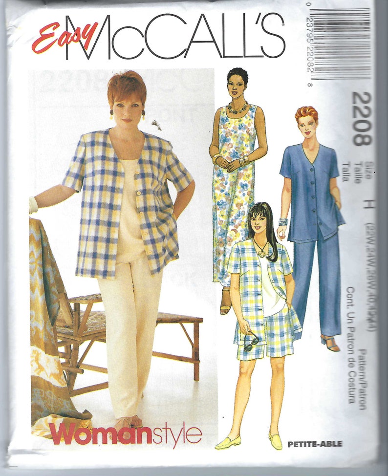 Uncut Mccalls Sewing Pattern 2208 SHIRT Dress or Top PANTS or Shorts ...
