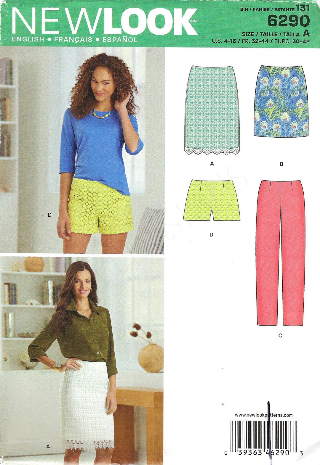 Uncut New Look Sewing Pattern 552 6290 Misses Pants-skirt-shorts Size ...