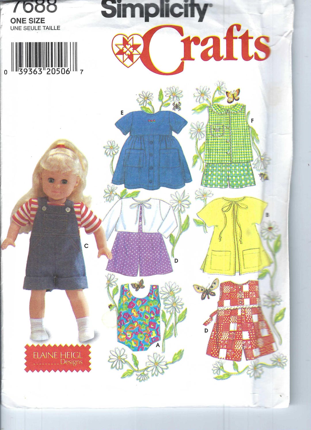 Uncut Simplicity Sewing Patterndoll Pattern - 7688 One Size - Fits an ...