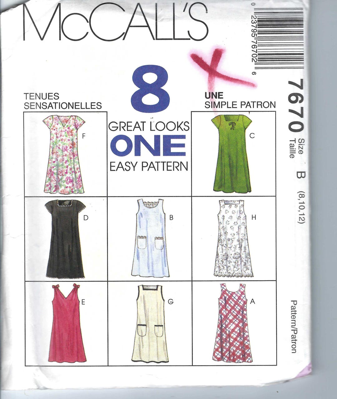 Uncut Vintage Mccalls Sew Sewing Pattern DRESSES 8 Styles Size 8-10-12 ...