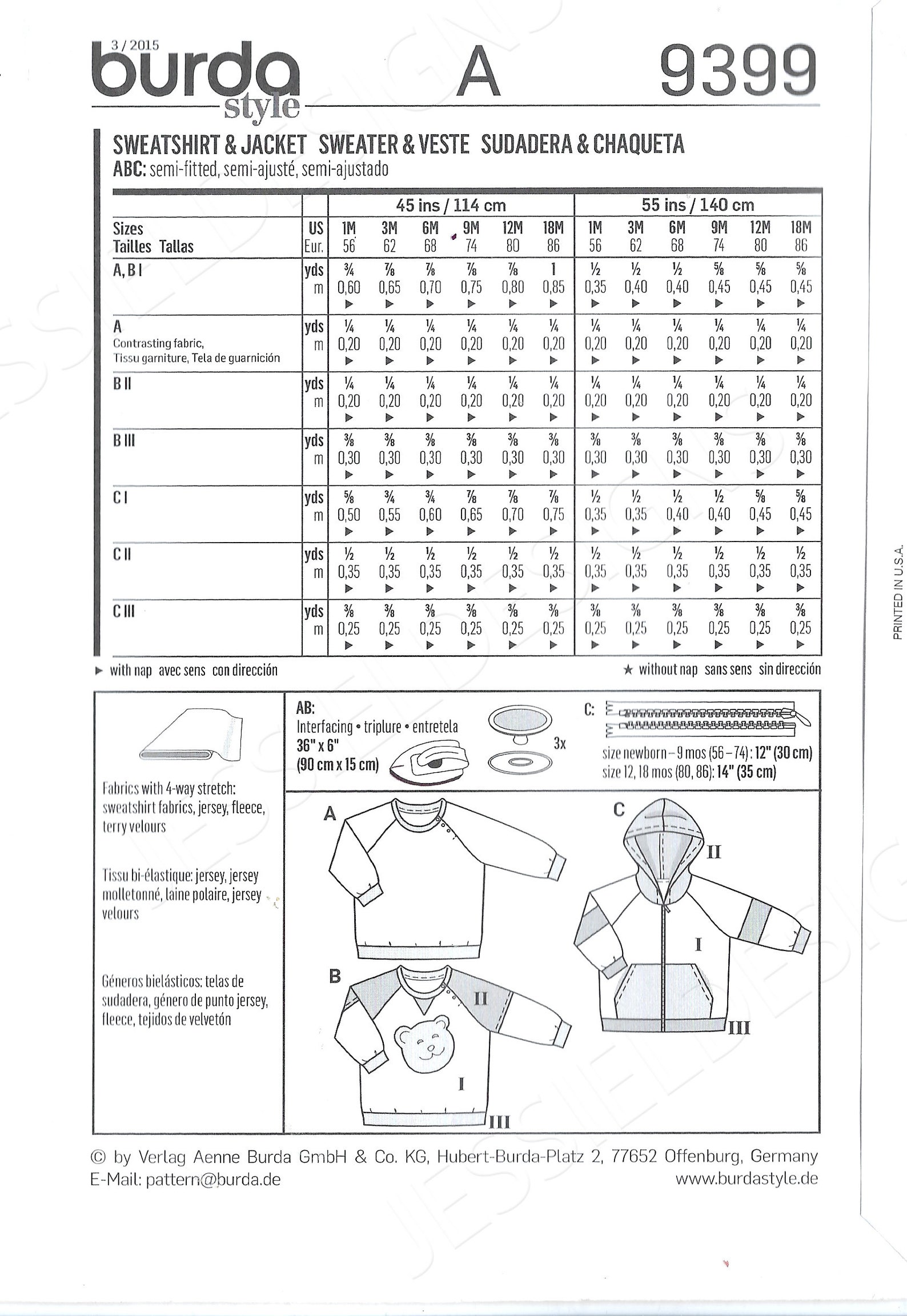 Uncut Burda Sewing Pattern 9399 Babys Sweater Jacket Sizes 1M-18M FF - Etsy