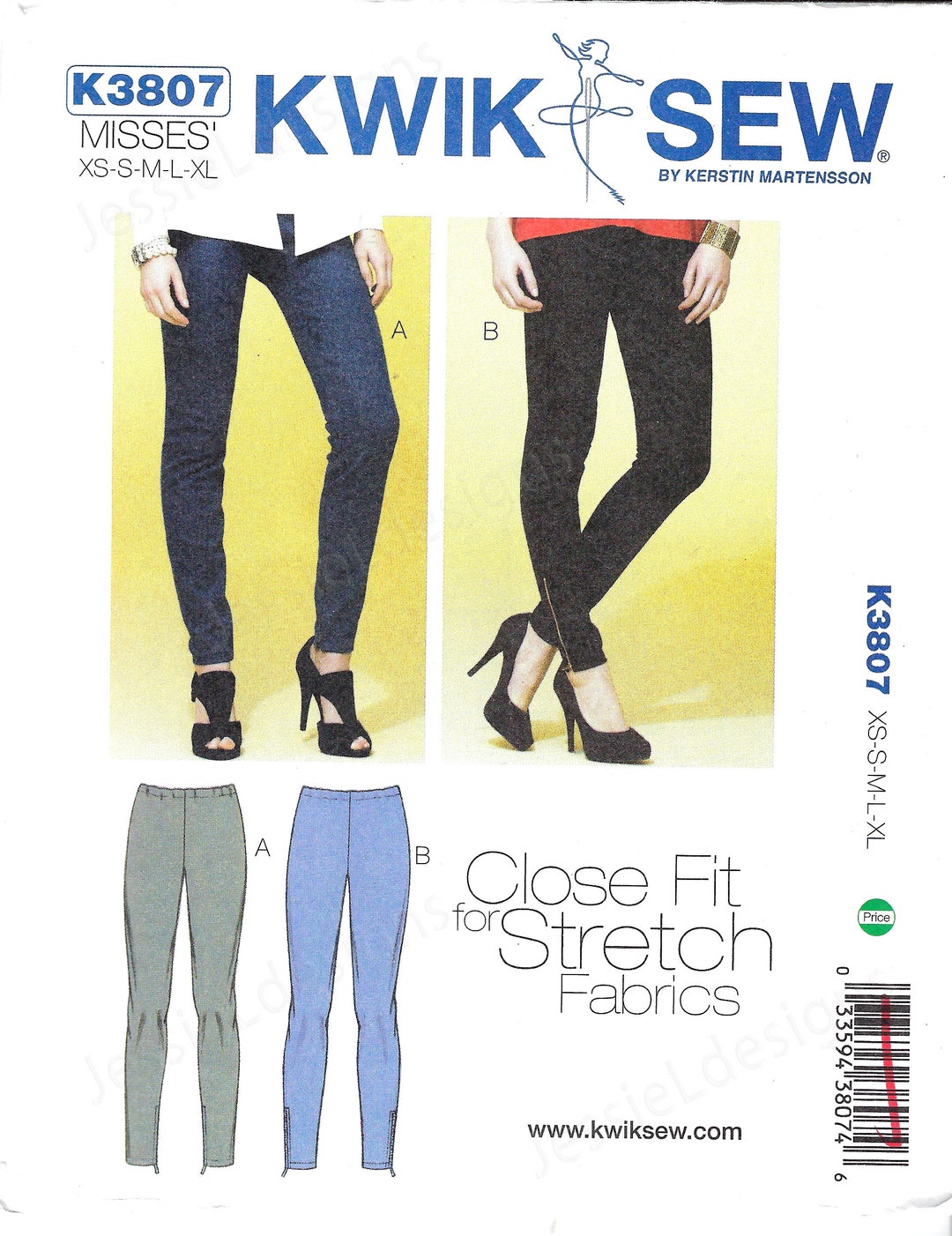 Uncut Rare Kwik Sewing Pattern 3807 Misses Pants Size XS-S-M-L-XL FF - Etsy